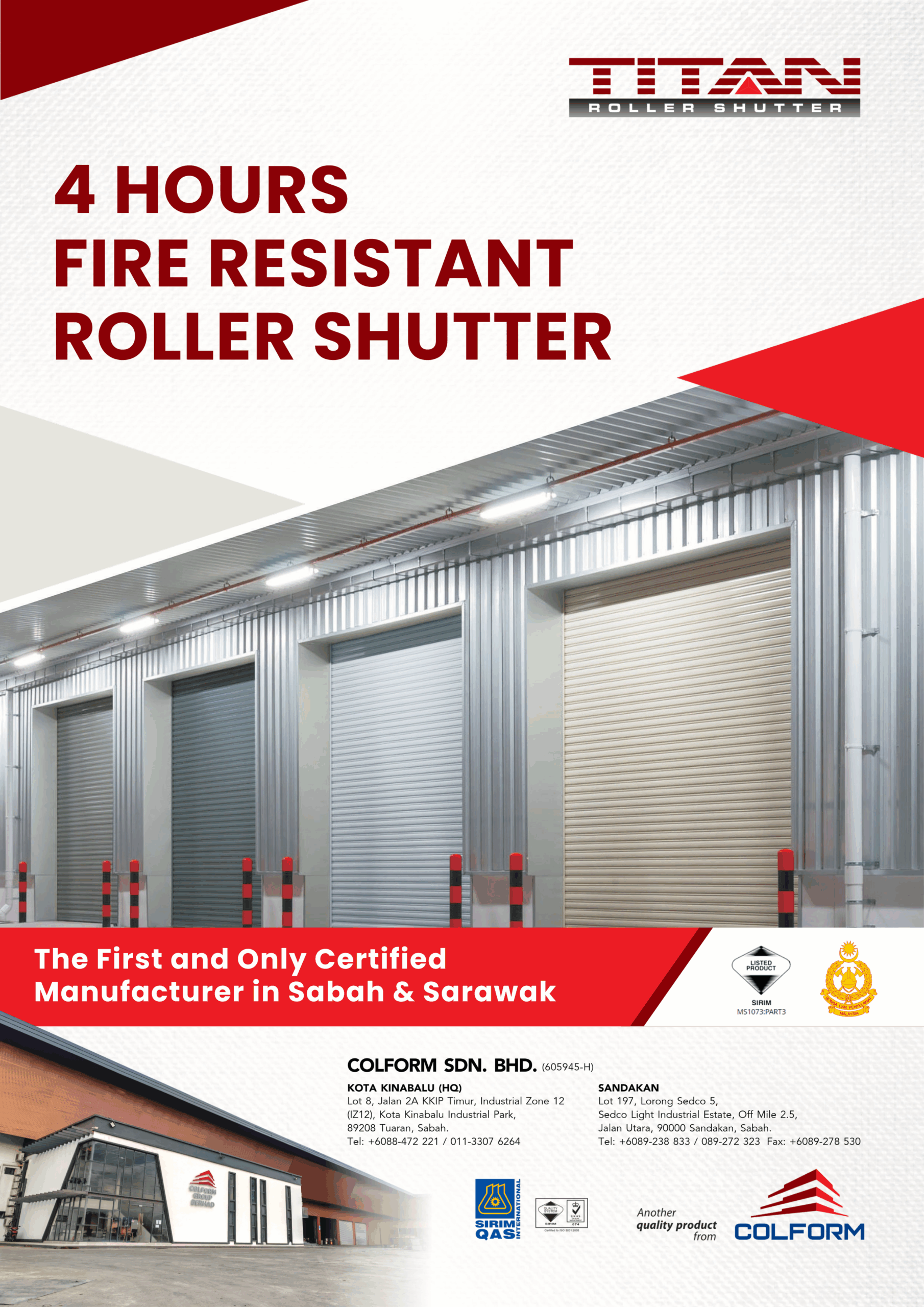 Fire Rated Roller Shutter | Colform Group Berhad | Reliable Products | Kota Kinabalu, Sabah