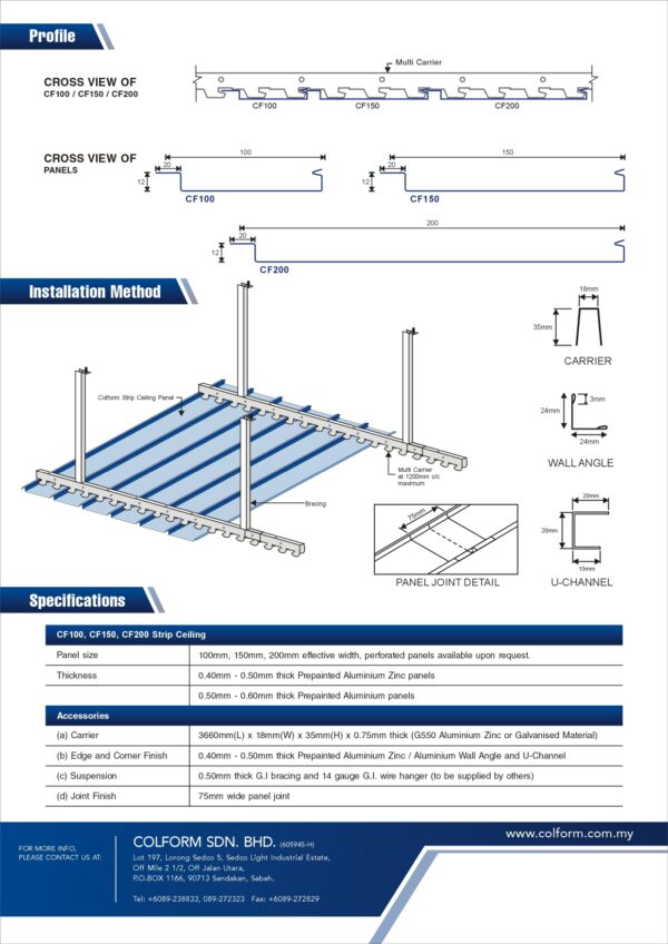 Strip Ceiling | Colform Sdn Bhd | Reliable Products | Kota Kinabalu, Sabah